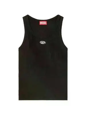 DIESEL® Ribbed-knit Logo-plaque Top - Black