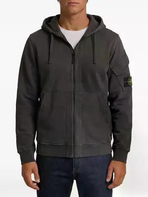 Stone Island 6100016 Brushed Organic Cotton Fleece Zip-up Hoodie