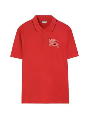 Burberry Heart Knight Cotton Polo Shirt - Red