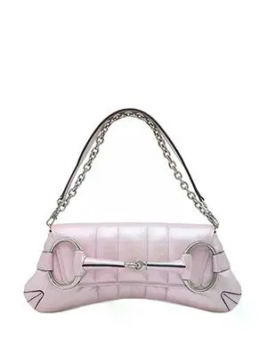 Gucci 2016-2026 Small Iridescent Calfskin Horsebit Chain Satchel - Pink