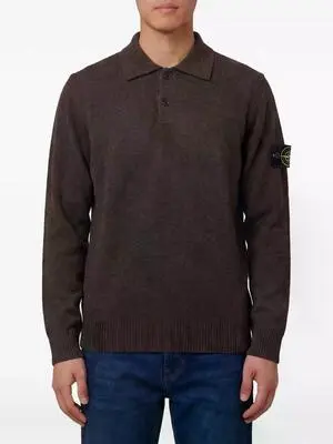 Stone Island Rws Geelong Wool Long Sleeve Polo - Brown