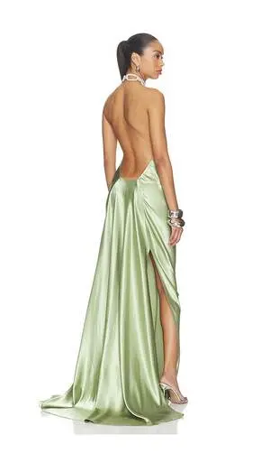 BRONX BANCO Amara Backless Gown - Sage
