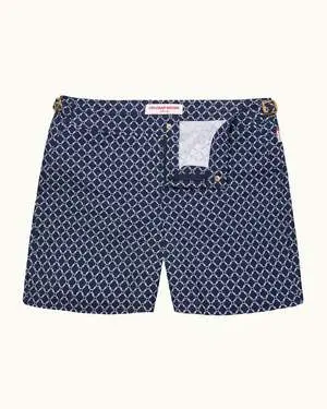 Orlebar Brown Jacquard Swim Shorts In Night Iris And White Sand - Night Iris/white Sand