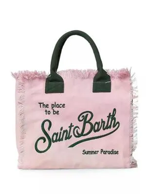 MC2 SAINT BARTH Frayed Logo-print Tote Bag - Pink