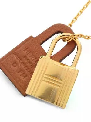 Hermès Tone Leather Padlock Necklace - Gold