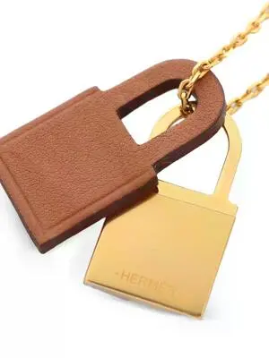 Hermès Tone Leather Padlock Necklace