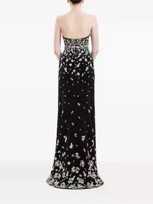 SAIID KOBEISY Strapless Embroidered Crepe Gown