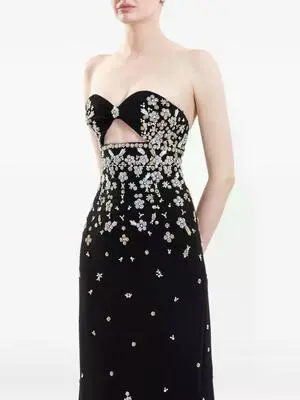 SAIID KOBEISY Strapless Embroidered Crepe Gown