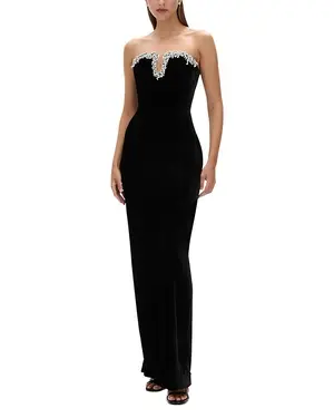 Rachel Gilbert Claudine Embellished Notch Neck Gown