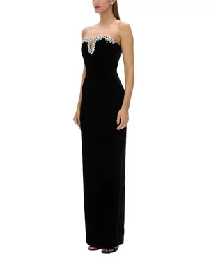 Rachel Gilbert Claudine Embellished Notch Neck Gown