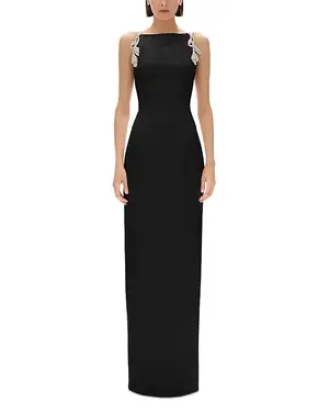 Rachel Gilbert Embellished Column Gown - Black