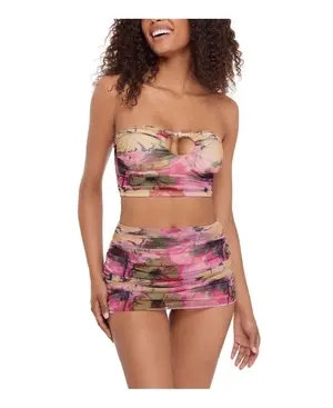 Steve Madden Ruched Mesh Skirt Cover Up Bottom