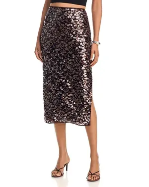 MILLY Sequined Midi Skirt