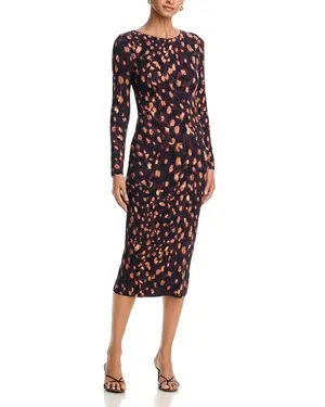 MILLY Leopard Print Midi Dress