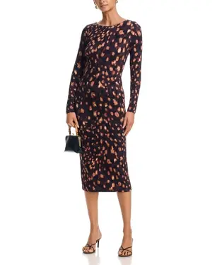 MILLY Leopard Print Midi Dress