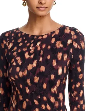 MILLY Leopard Print Midi Dress