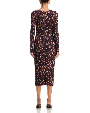 MILLY Leopard Print Midi Dress