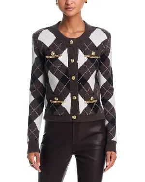 Generation Love Donna Argyle Cardigan Sweater - Brown Multi