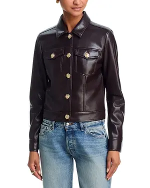 Generation Love Bailey Faux Leather Jacket With Button Details