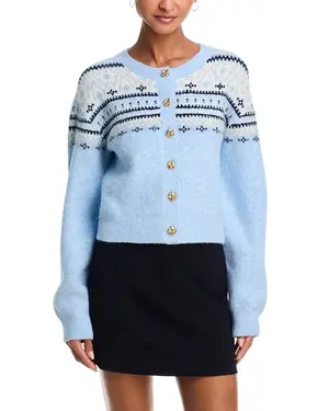 Generation Love Hilda Fair Isle Cardigan Sweater - Light Blue Multi