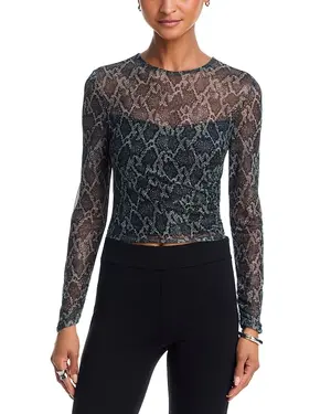 Generation Love Vivi Leopard Mesh Top - Forest Python Moss