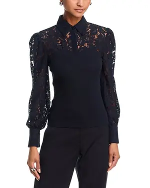 Generation Love Franny Lace Combo Blouse - Black/black