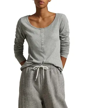 Polo Ralph Lauren Long And Lean Henley - Heather Grey