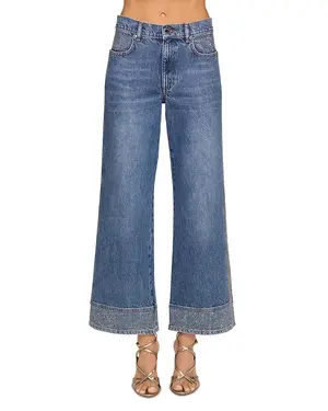 Ramy Brook Cropped Lea High Rise Embellished Jeans - Rhinestone