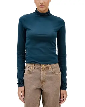 SLVRLAKE Long Sleeve Turtleneck Top - Washed Black