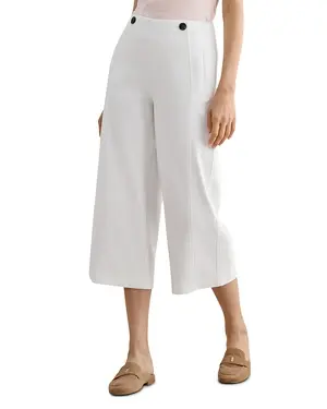 HOBBS LONDON Kimmi Wide Leg Cropped Trousers - White