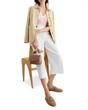 HOBBS LONDON Kimmi Wide Leg Cropped Trousers - White