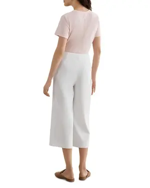 HOBBS LONDON Kimmi Wide Leg Cropped Trousers - White