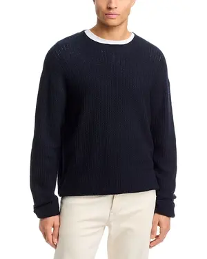 FRAME Textured Wool Crewneck Sweater - Dark Navy