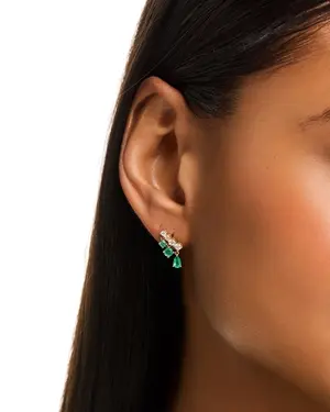 Bloomingdale'S Emerald And Diamond Drop Earrings In 14k Yellow Gold