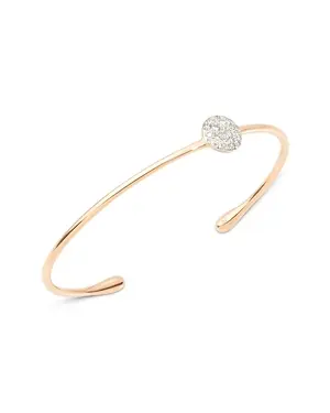 Pomellato 18k Rose Diamond Pave Round Cluster Cuff Bangle Bracelet - Gold