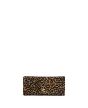 GIANVITO ROSSI Monica Suede Clutch With Gold Metal Shoulder Strap - Brown Leather