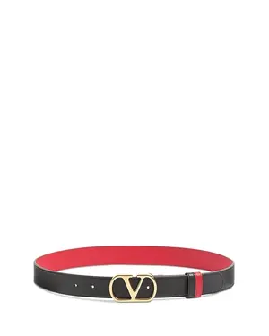 Valentino Garavani Reversible Leather Belt - Black/red