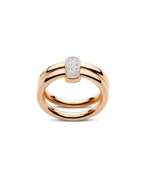 Pomellato 18k Rose Iconica Double Row Diamond Ring - Gold