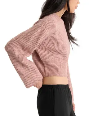 Good American Chunky Knit Cropped Sweater - Dusty Blush