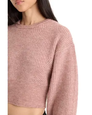 Good American Chunky Knit Cropped Sweater - Dusty Blush