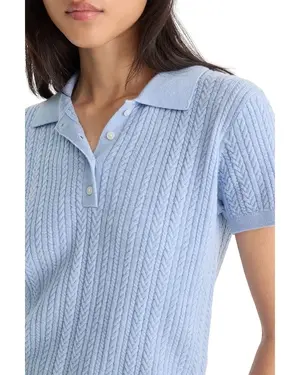 Good American Micro Wool Cable Knit Polo