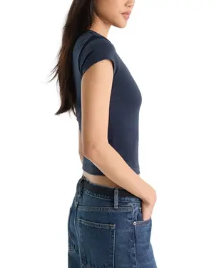Good American Cap Sleeve Cotton Stretch Tee