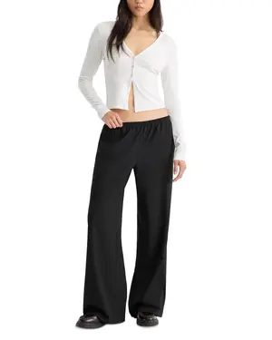 Good American The Rib V Neck Cardigan Tee
