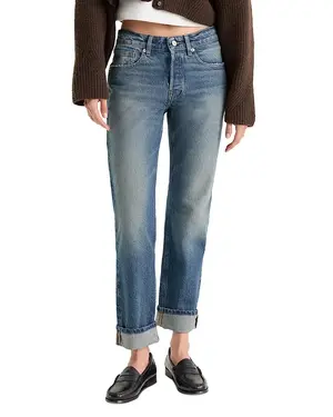 Good American Mid Rise Straight Ankle Jeans - Indigo
