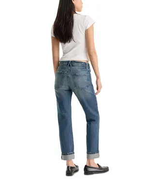 Good American Mid Rise Straight Ankle Jeans