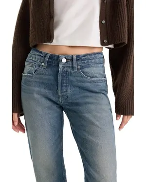 Good American Mid Rise Straight Ankle Jeans