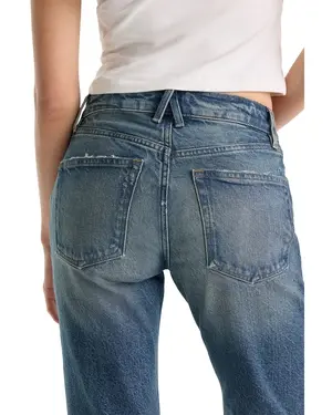 Good American Mid Rise Straight Ankle Jeans