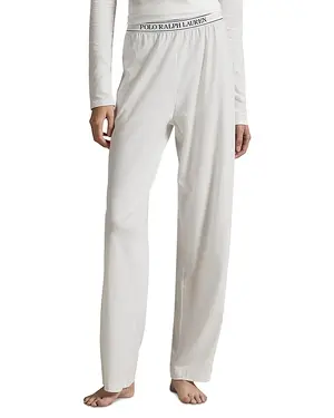 Polo Ralph Lauren Logo Elastic Waist Pajama Pants - White Cloud