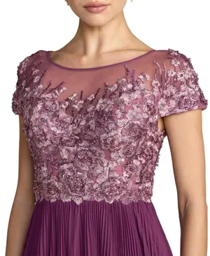 Mac Duggal Embroidered Cap Sleeve Gown