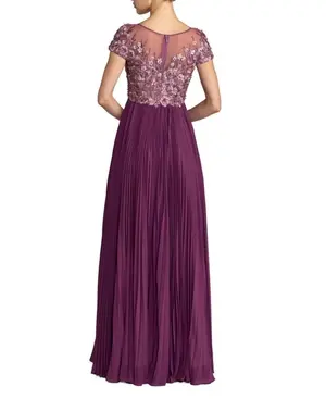Mac Duggal Embroidered Cap Sleeve Gown